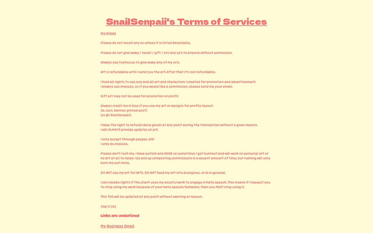 Terms of services